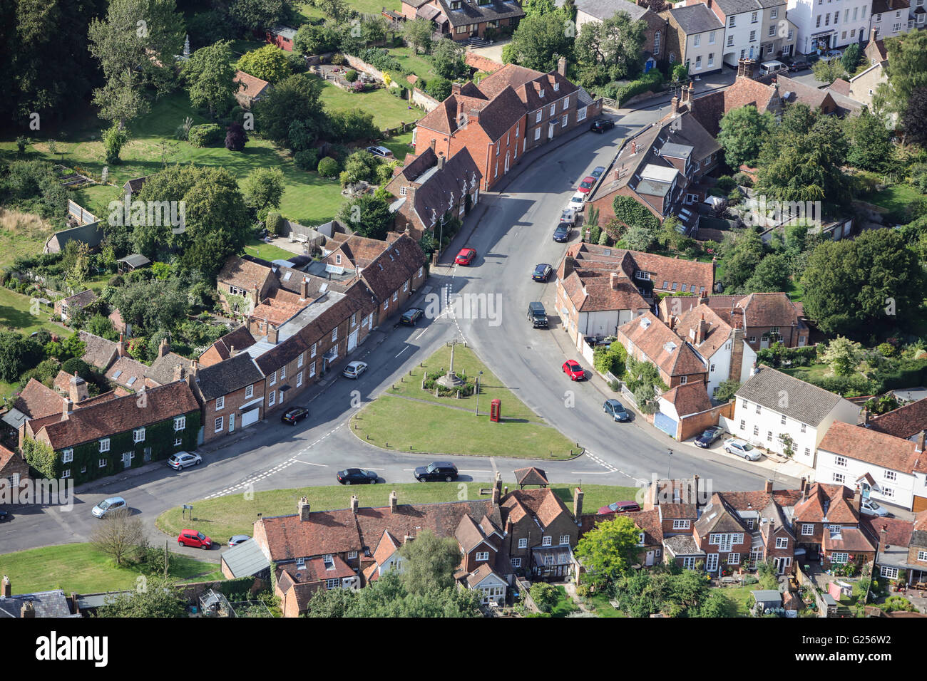 A close aerial view of the Buckinghamshire village of Brill Stock Photo ...