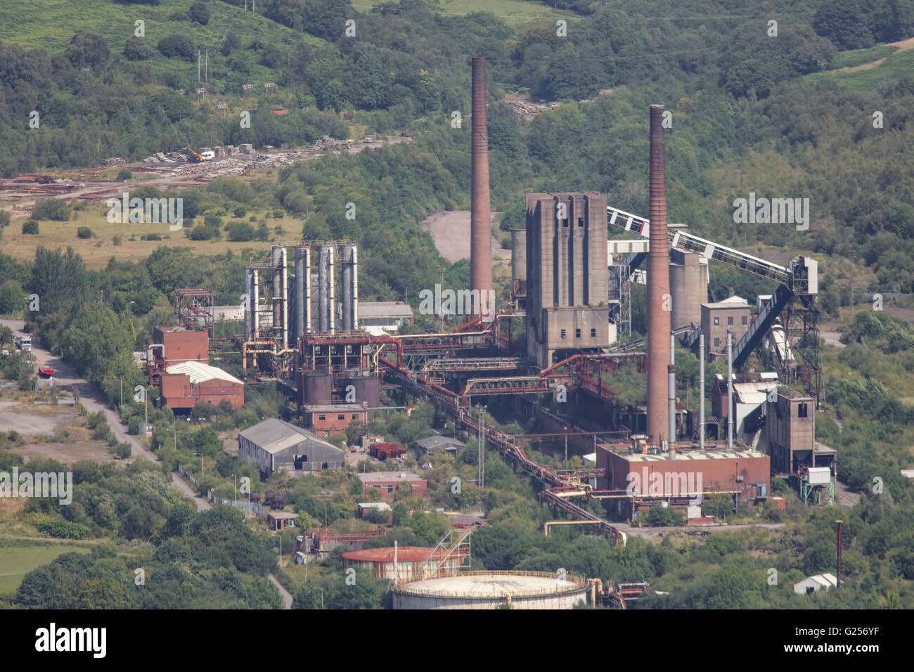 An aerial view of the Cwm Coking Works, Beddau, South Wales Stock Photo ...