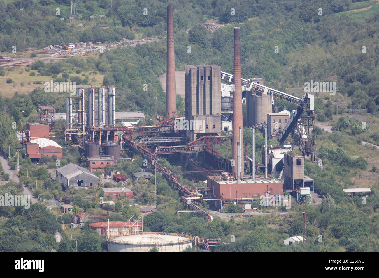 An aerial view of the Cwm Coking Works, Beddau, South Wales Stock Photo ...