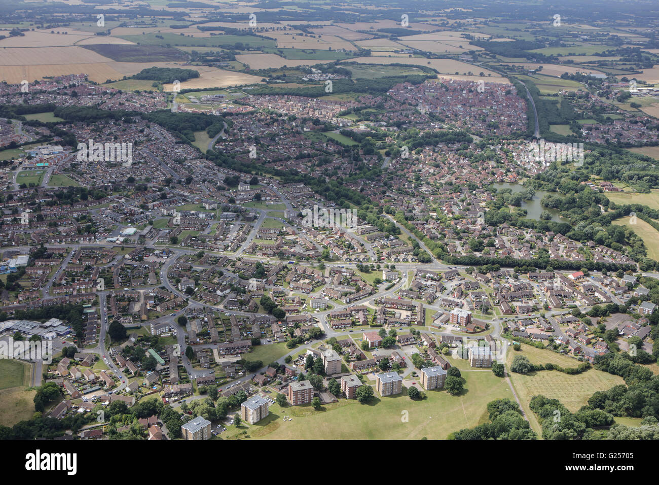 An aerial view of the Singleton area of Ashford, Kent Stock Photo - Alamy
