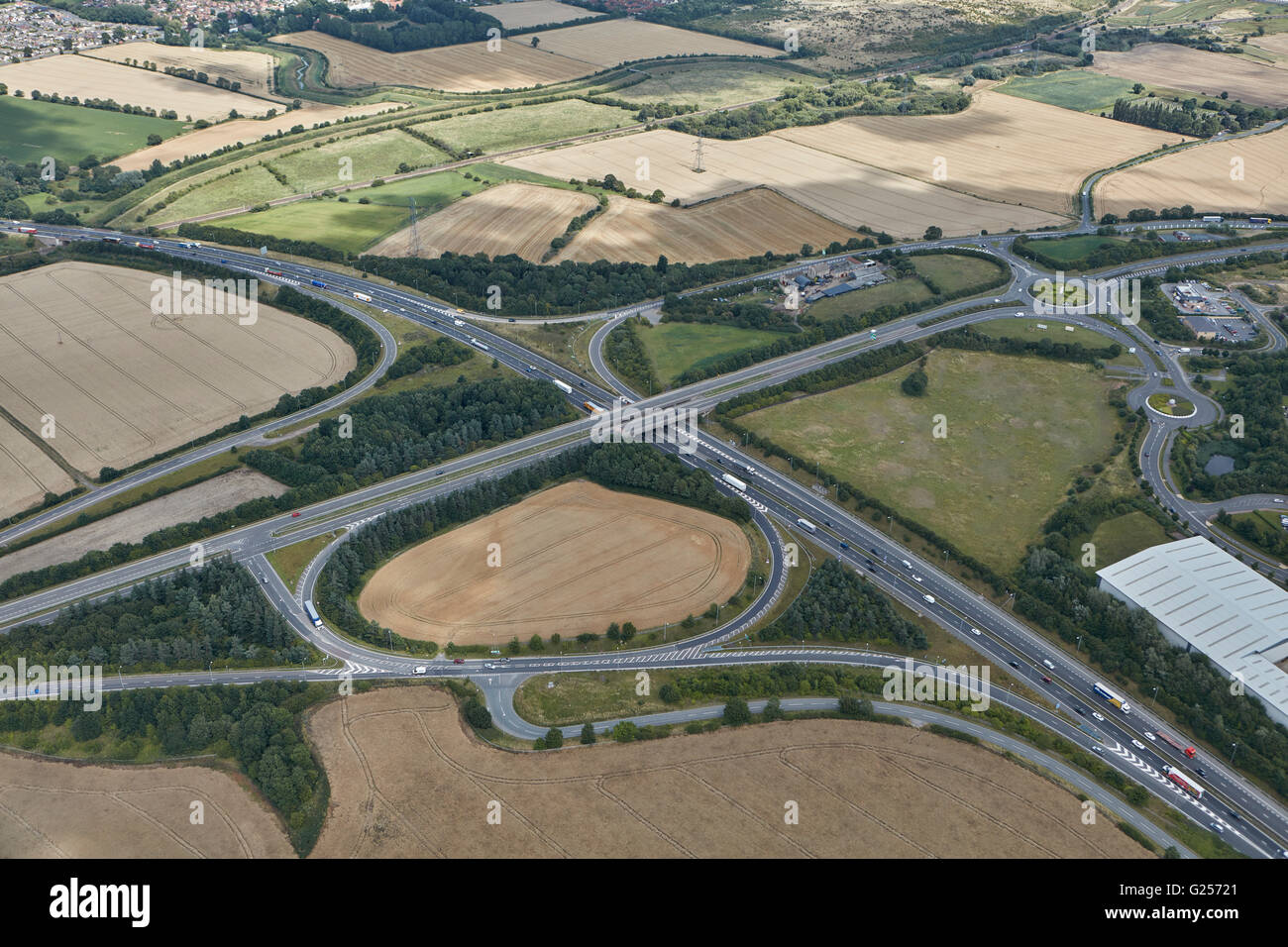 An aerial view of Junction 38 on the A1 Stock Photo - Alamy