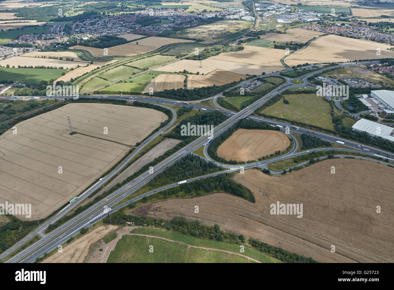 An aerial view of Junction 38 on the A1 Stock Photo - Alamy
