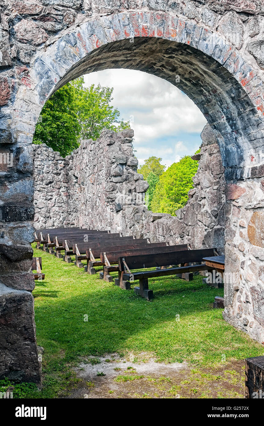 The ruins of the first Rya church. It was completed in the late 1100s ...