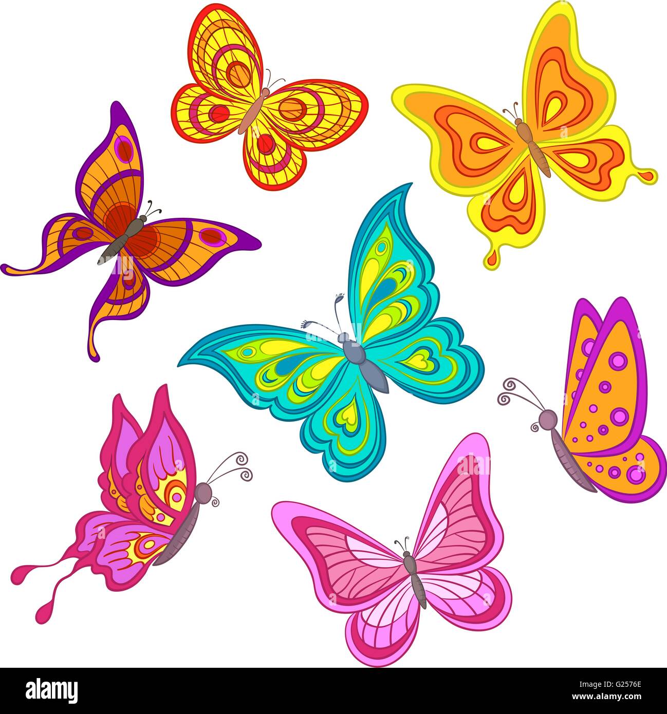 Cartoon Groups Of Butterflies
