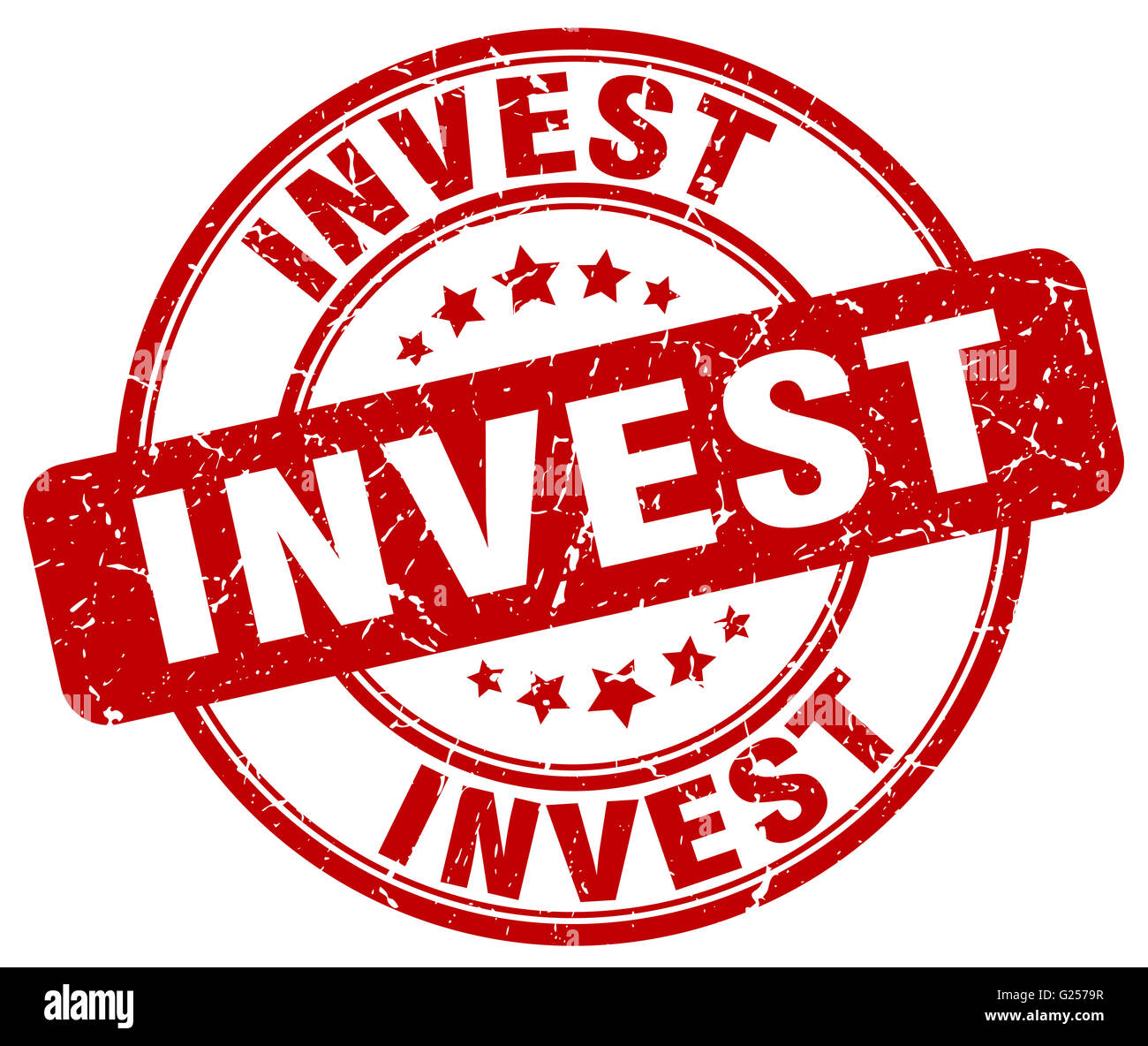 invest red grunge round vintage rubber stamp Stock Photo - Alamy