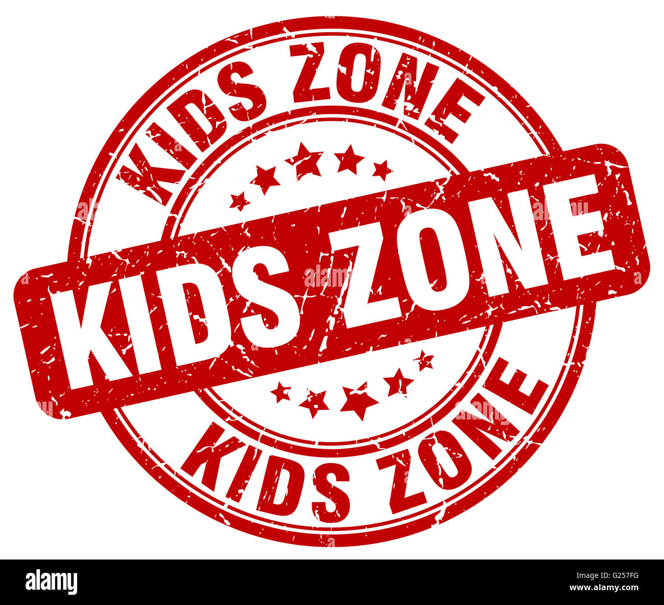 kids zone red grunge round vintage rubber stamp Stock Photo - Alamy