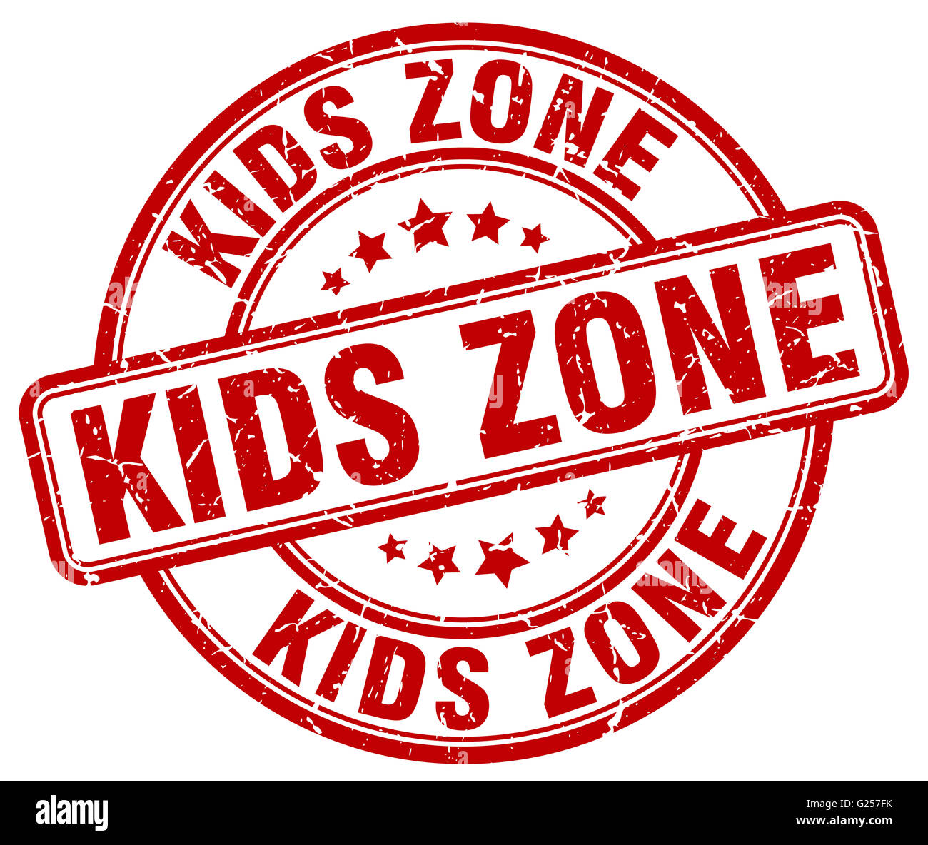kids zone red grunge round vintage rubber stamp Stock Photo - Alamy