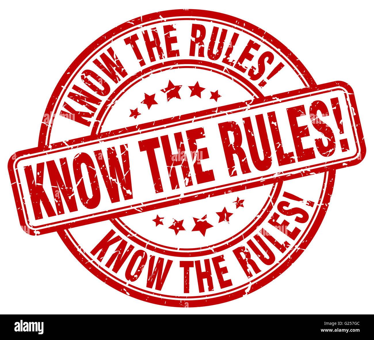 know the rules! red grunge round vintage rubber stamp Stock Photo - Alamy