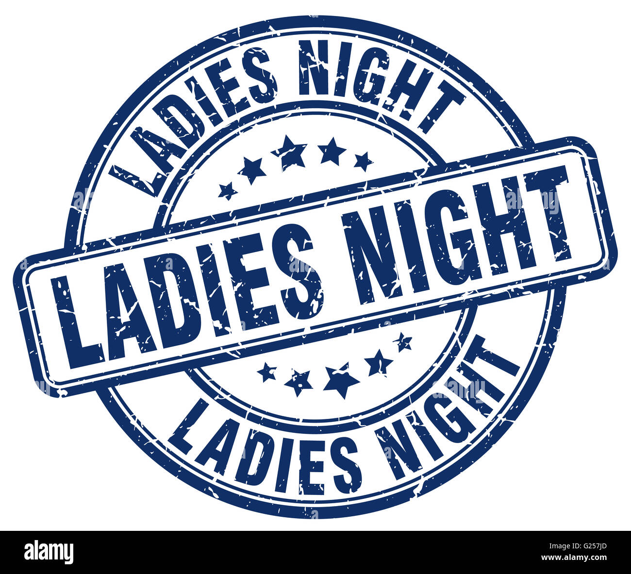 ladies night blue grunge round vintage rubber stamp Stock Photo - Alamy