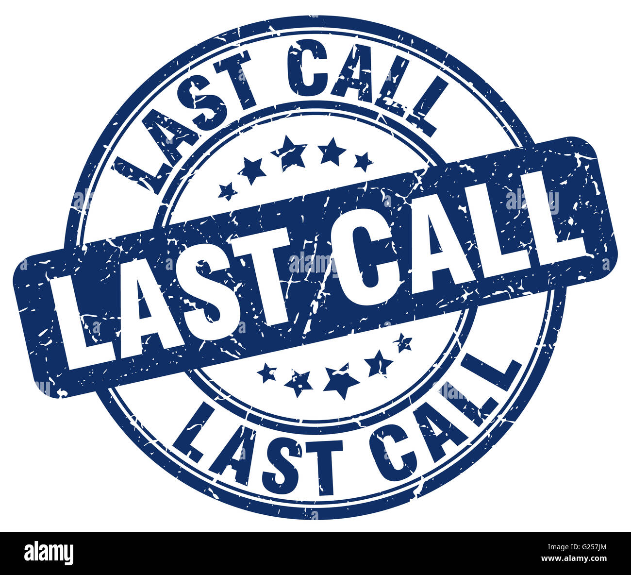 last call blue grunge round vintage rubber stamp Stock Photo - Alamy