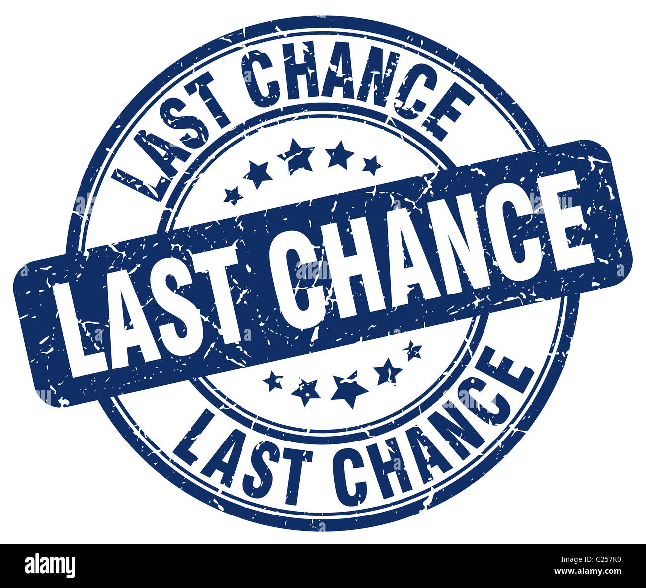 last chance blue grunge round vintage rubber stamp Stock Photo - Alamy
