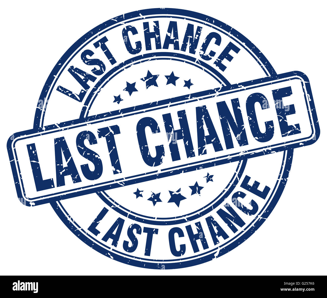 last chance blue grunge round vintage rubber stamp Stock Photo - Alamy
