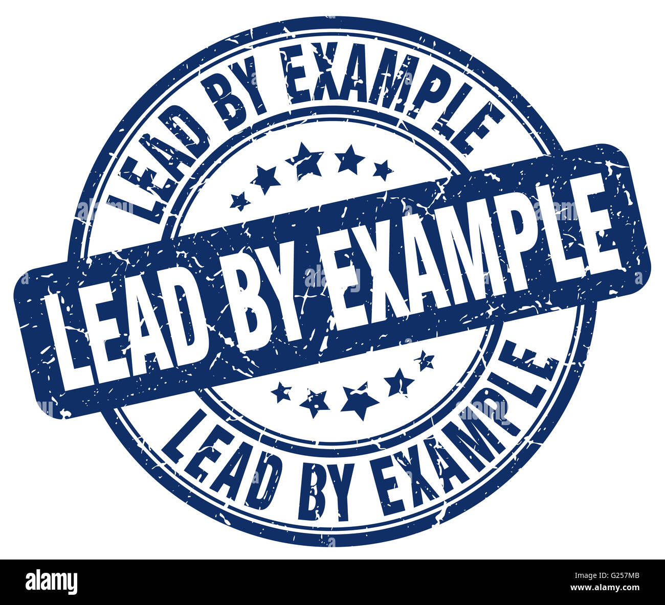 lead by example blue grunge round vintage rubber stamp Stock Photo - Alamy