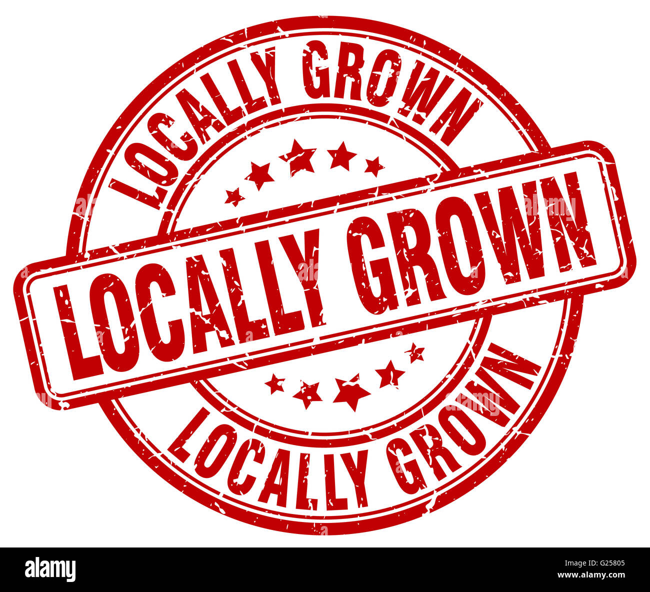 locally grown red grunge round vintage rubber stamp Stock Photo - Alamy