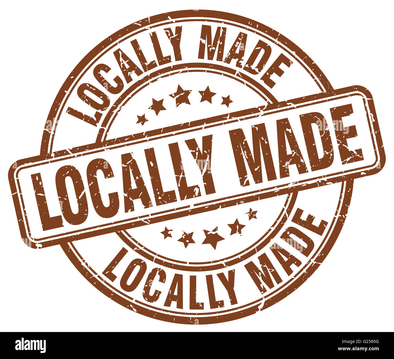locally made brown grunge round vintage rubber stamp Stock Photo - Alamy
