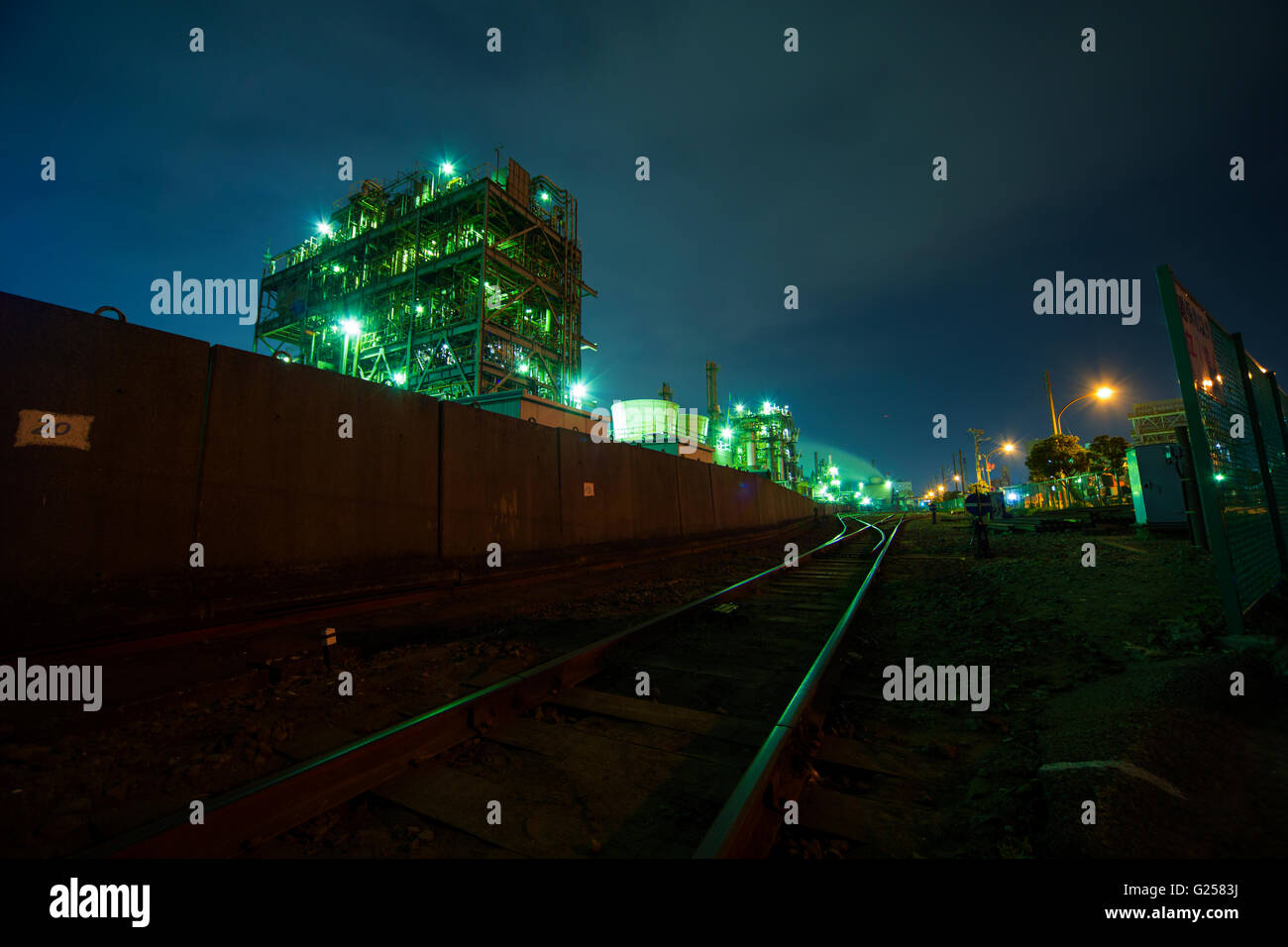 Manufacturing plant at night Stock Photo - Alamy