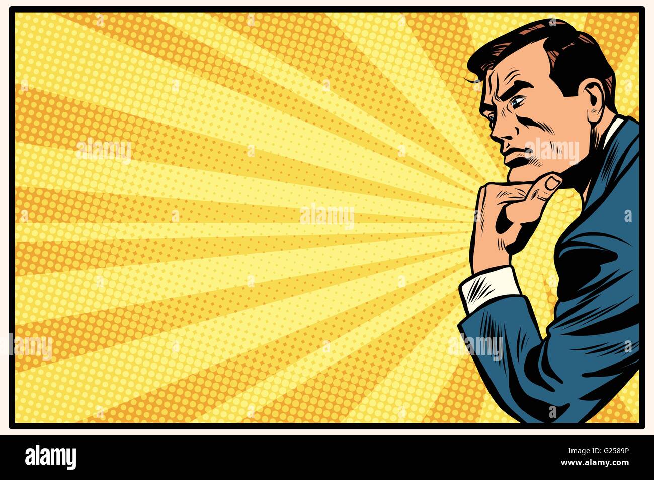 Pensive man retro background thinker Stock Vector Image & Art - Alamy