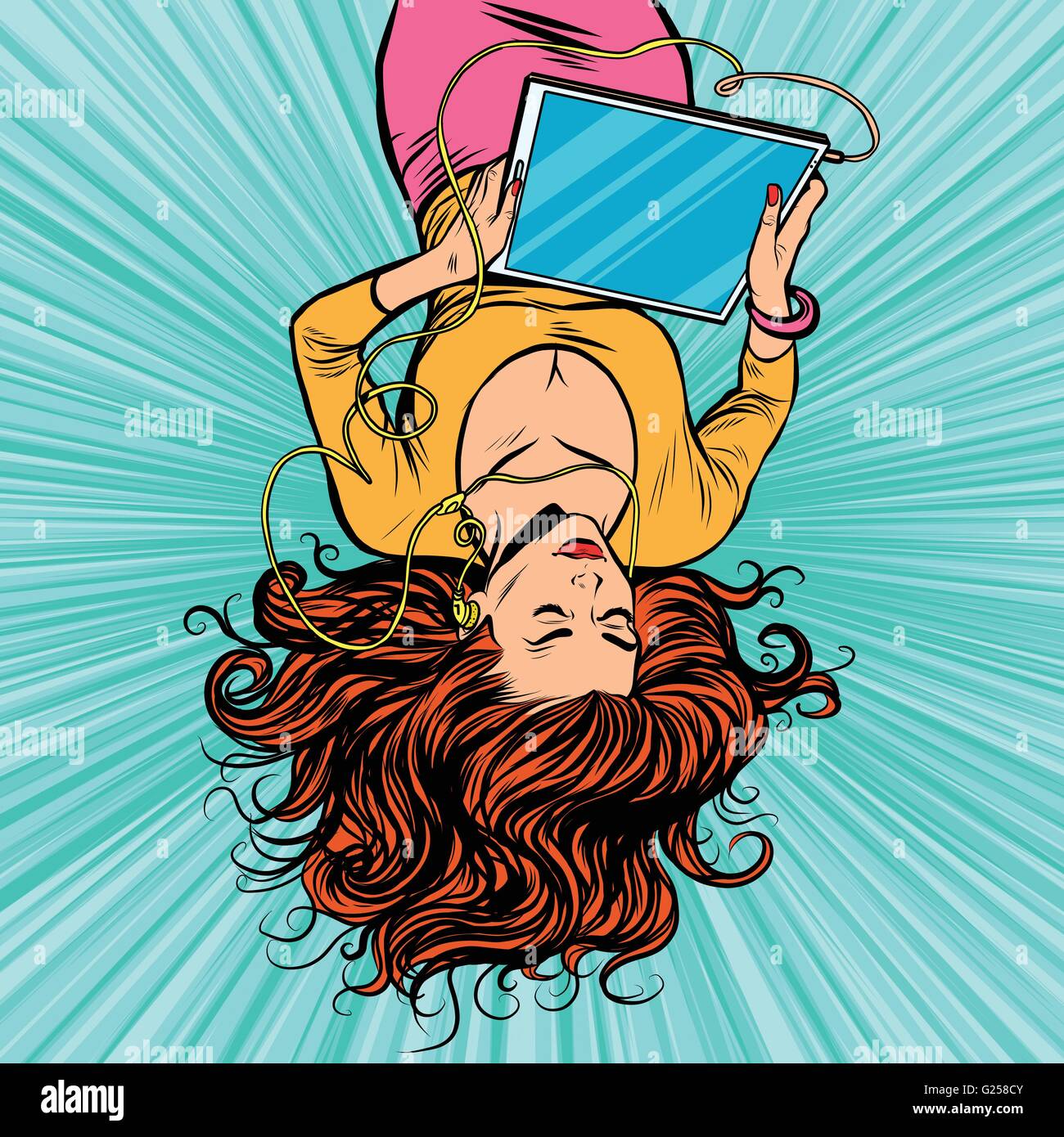 Beautiful upside down girl graphics tablet Stock Vector Image & Art - Alamy