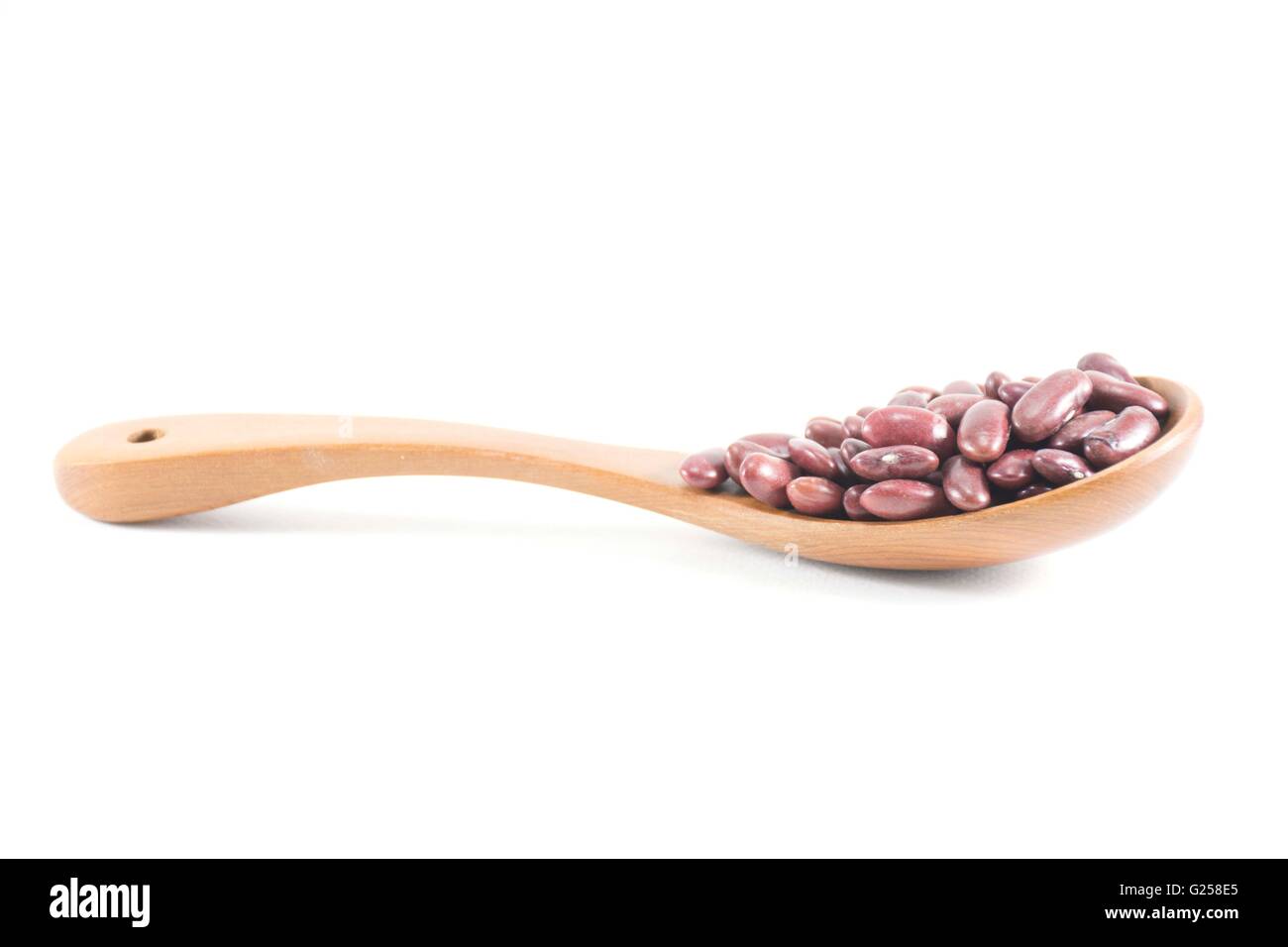 Red bean in wooden spoon isolated. On white background.Center.seeds ...