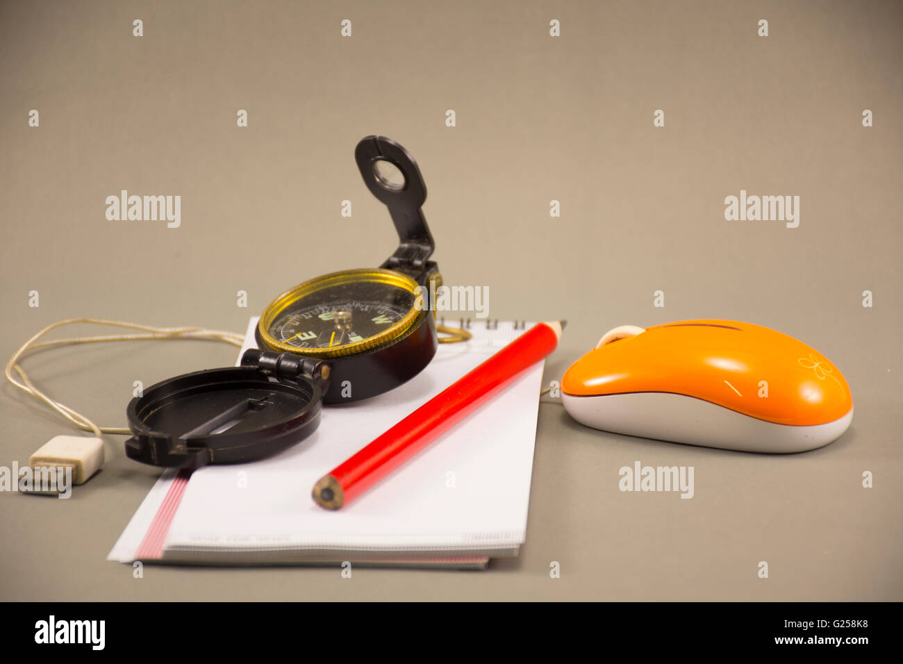 Gray background travel with passport,Notebook,compass,Travel plan Stock ...