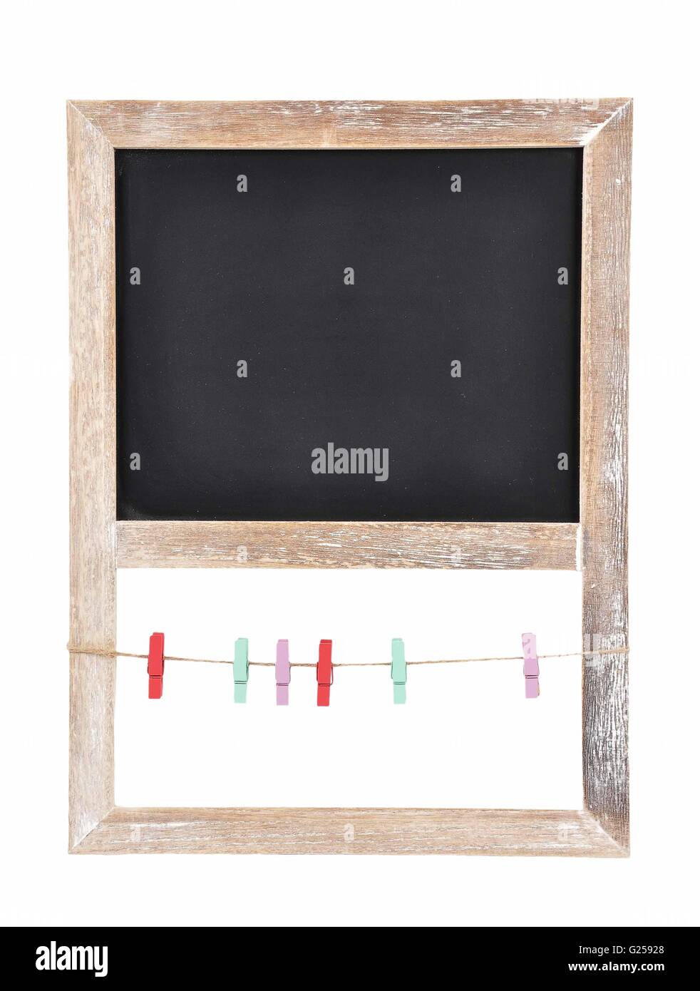 Plate of slate for writing on white Stock Photo - Alamy