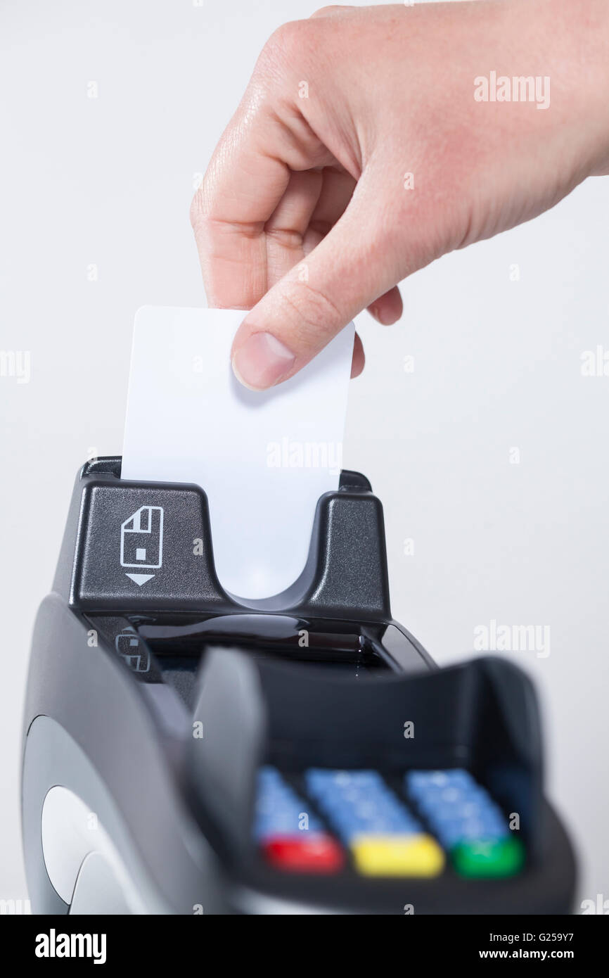 Pay with card (card reader for payment Stock Photo - Alamy
