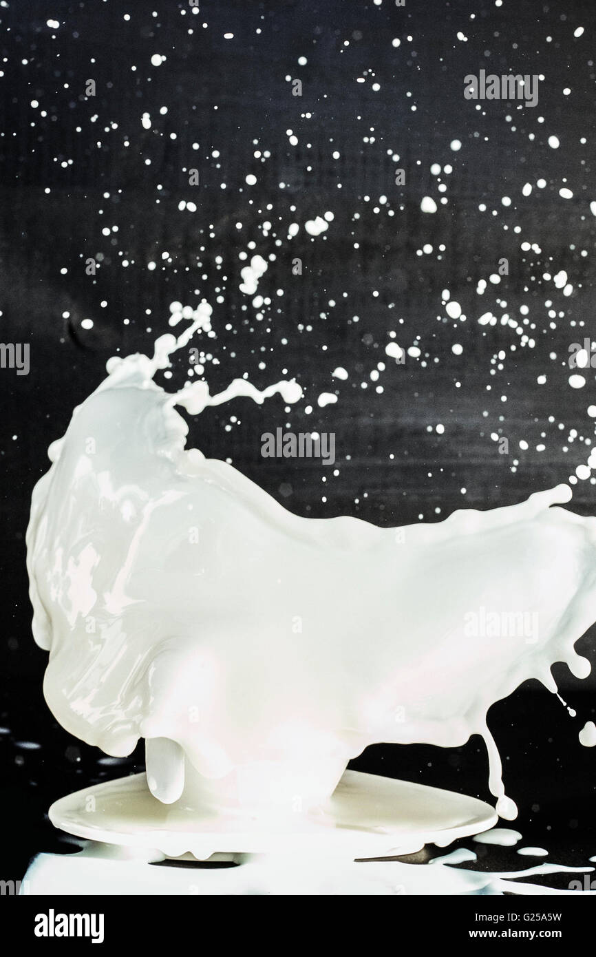 Milk splashing from a cup Stock Photo - Alamy