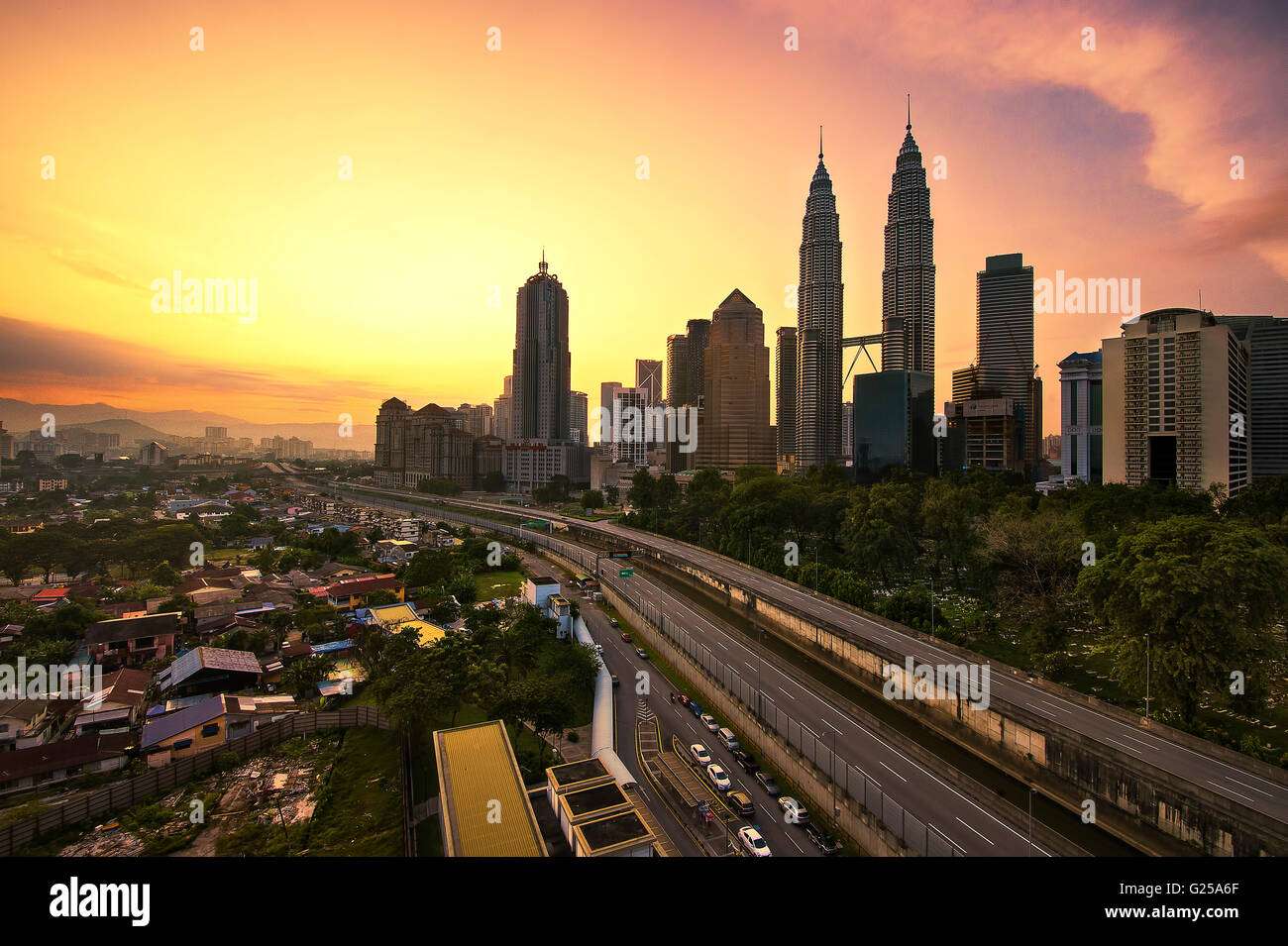 City skyline at sunset, Kuala Lumpur, Malaysia Stock Photo - Alamy