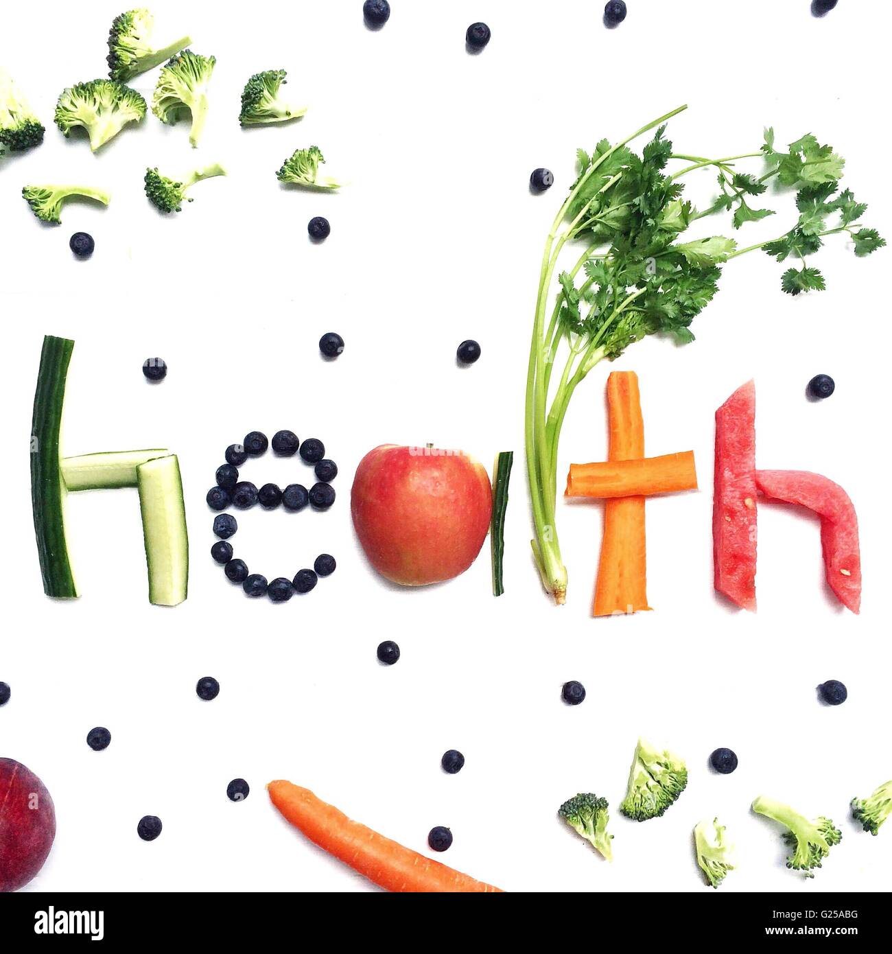 Word health written in Fruit and vegetables Stock Photo - Alamy