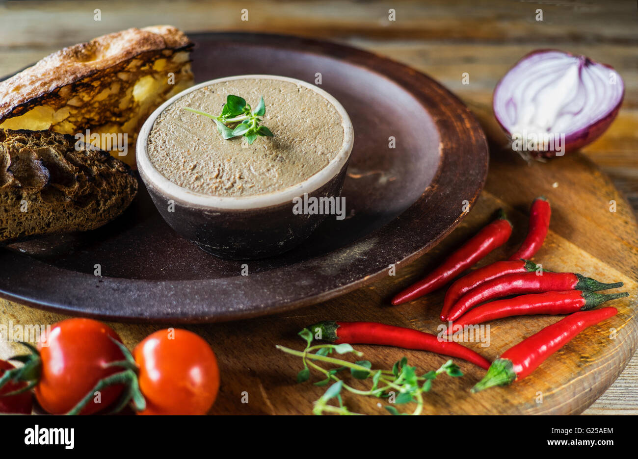 Liver pate and bread Stock Photo - Alamy