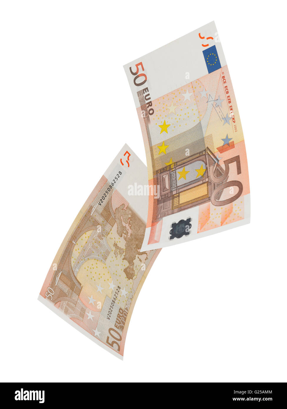 Fifty euro bills collage isolated on white. Vertical format Stock Photo ...