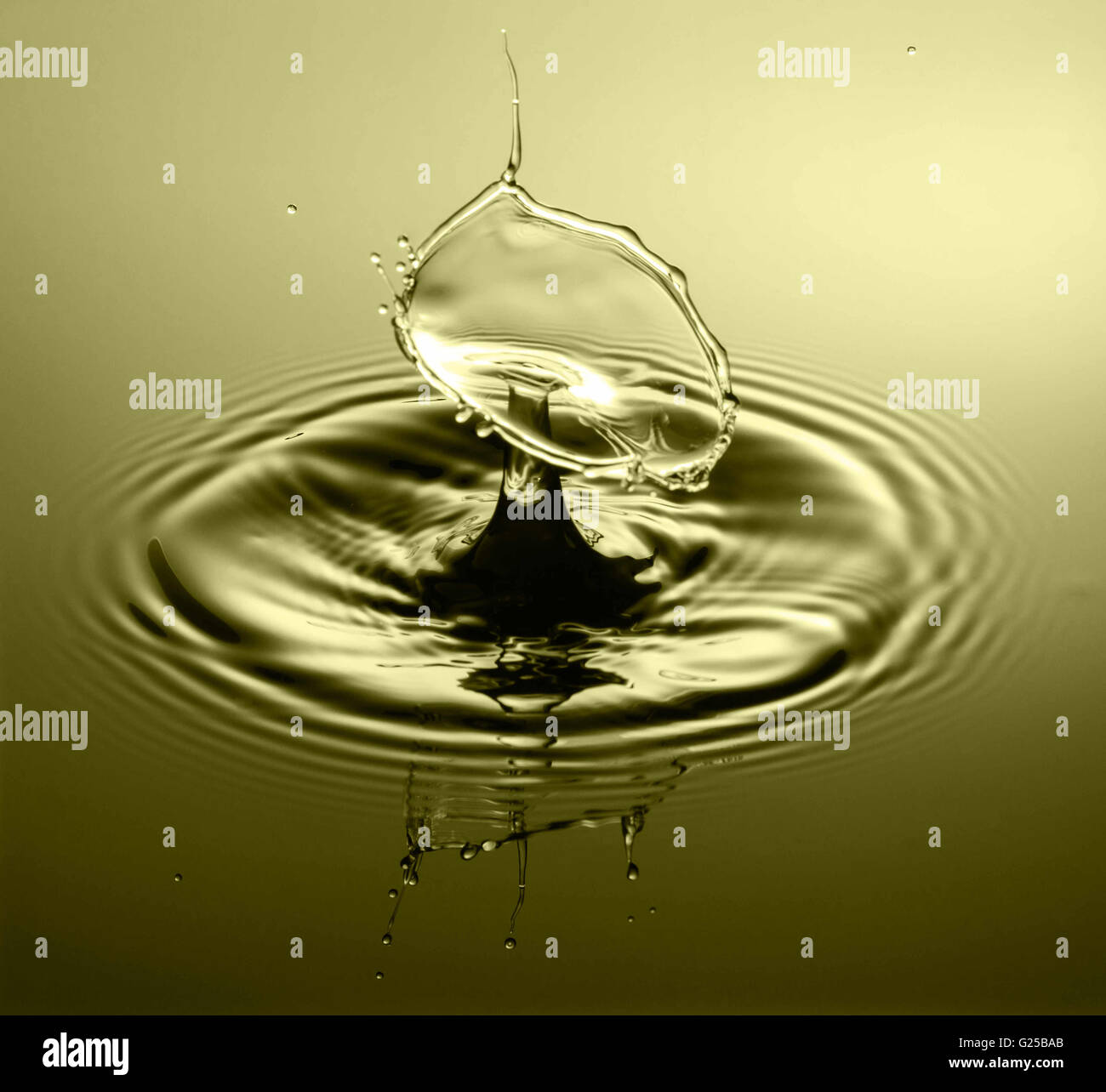 Water drop photography, one or two drops of water dropped from height ...