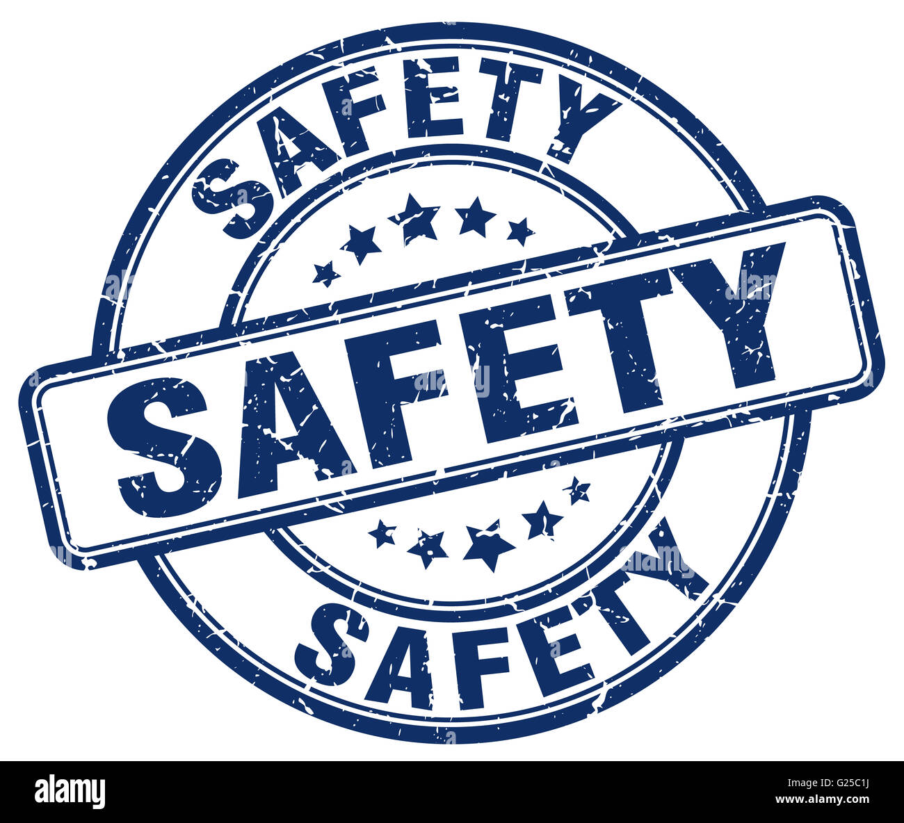 safety blue grunge round vintage rubber stamp Stock Photo - Alamy