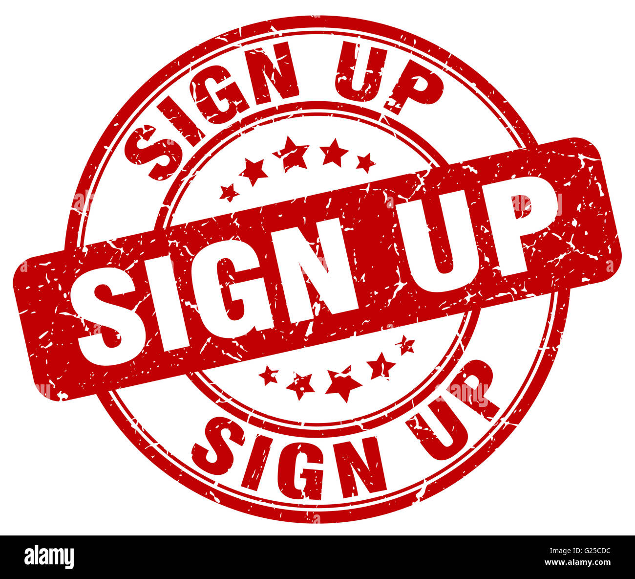 sign up red grunge round vintage rubber stamp Stock Photo - Alamy