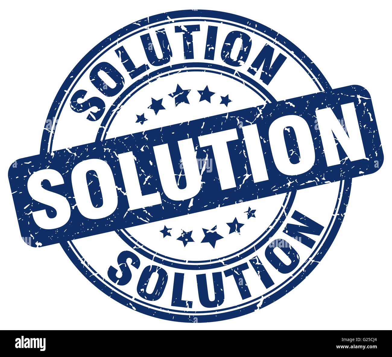 solution blue grunge round vintage rubber stamp Stock Photo - Alamy