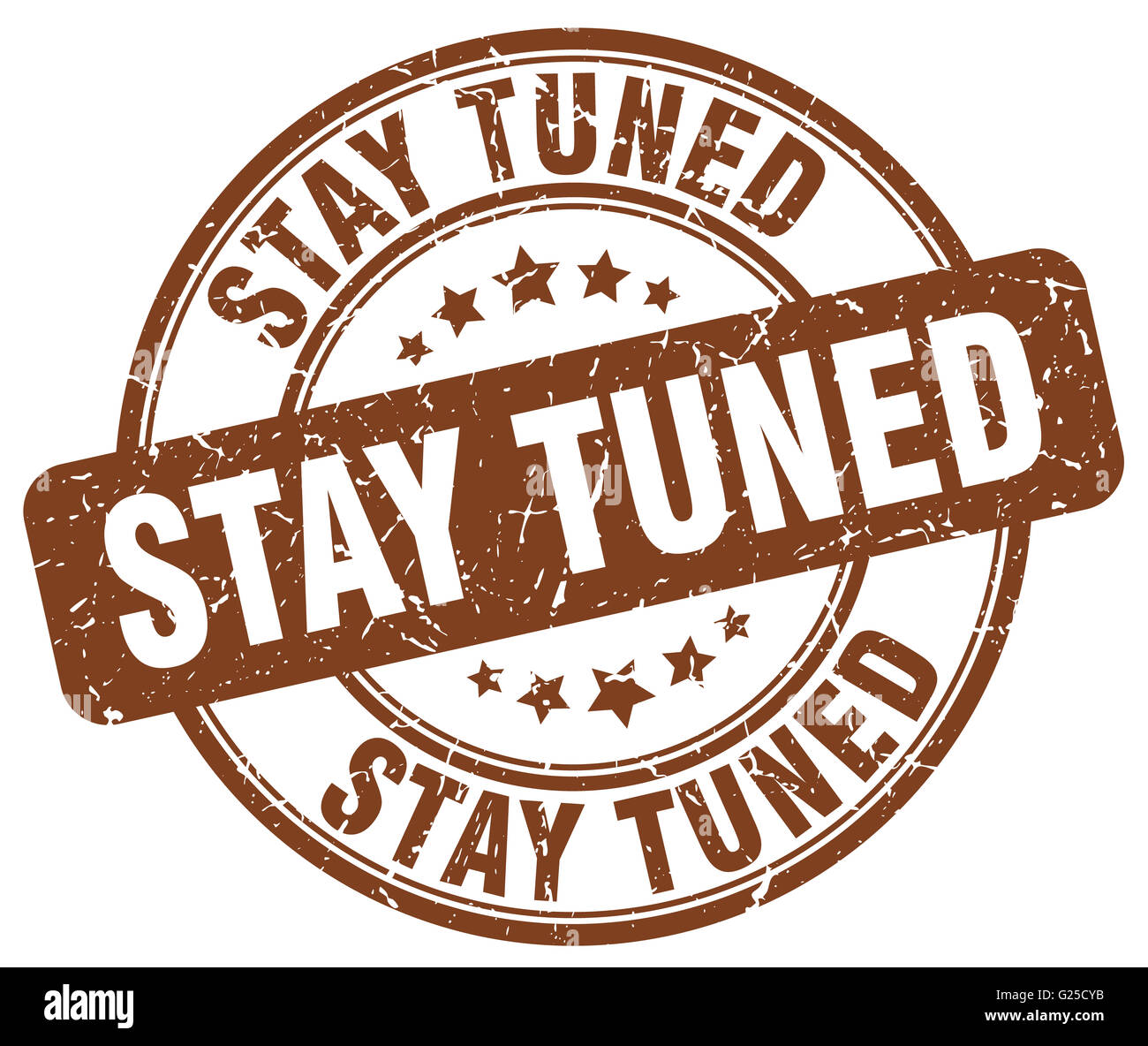 stay tuned brown grunge round vintage rubber stamp Stock Photo - Alamy