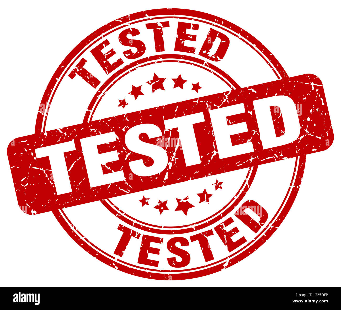 tested red grunge round vintage rubber stamp Stock Photo - Alamy