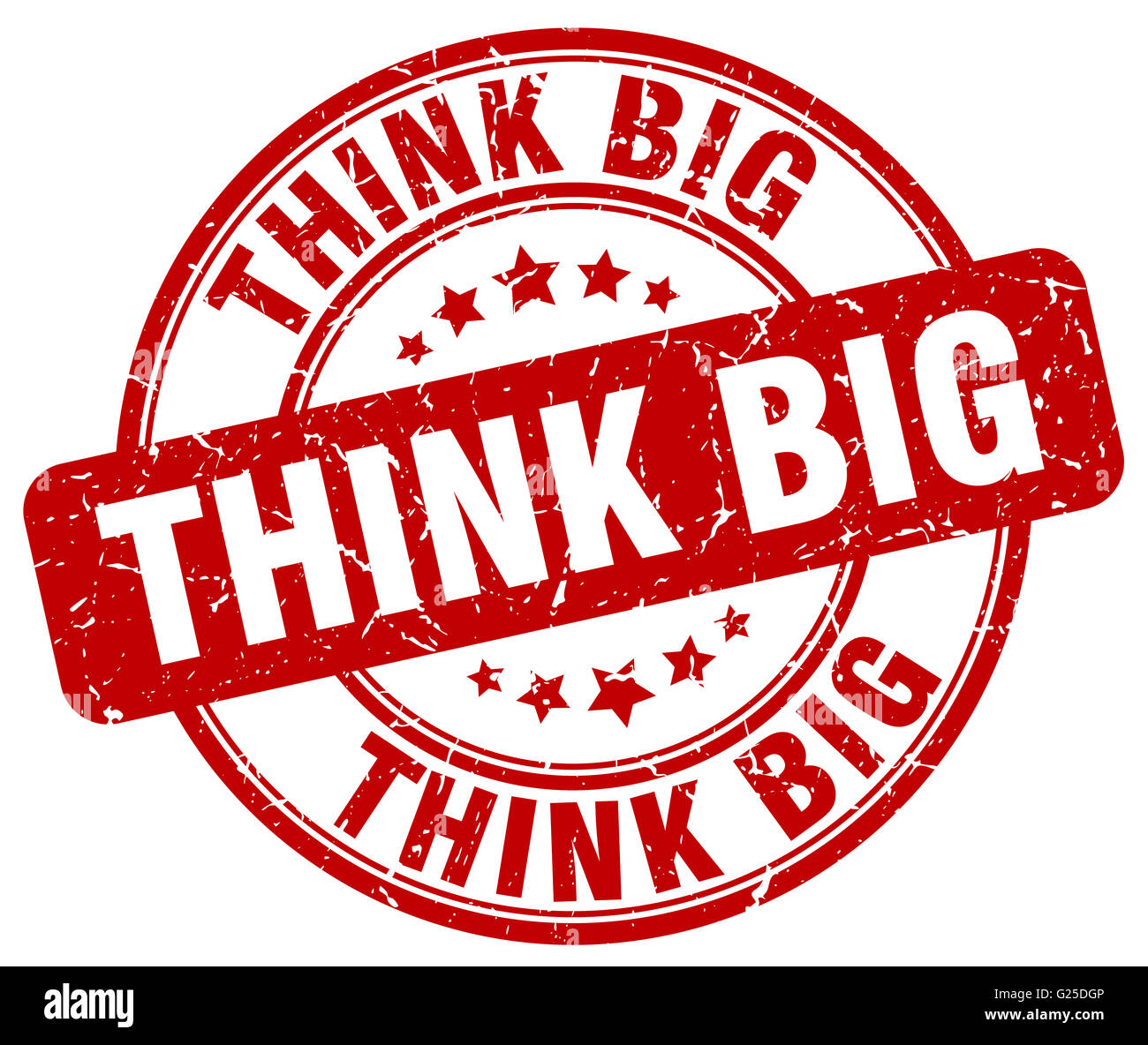 think big red grunge round vintage rubber stamp Stock Photo - Alamy