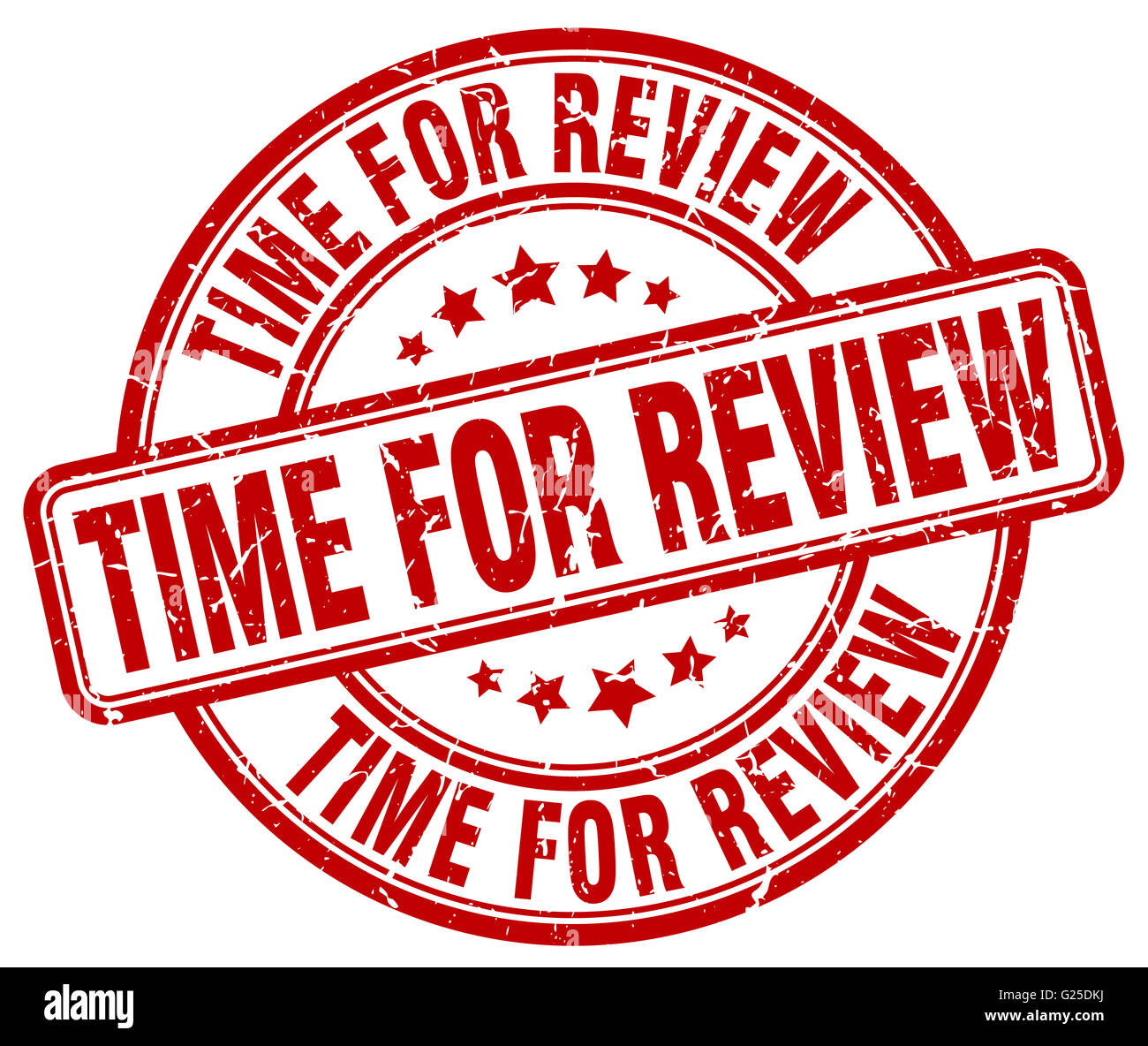 time for review red grunge round vintage rubber stamp Stock Photo - Alamy