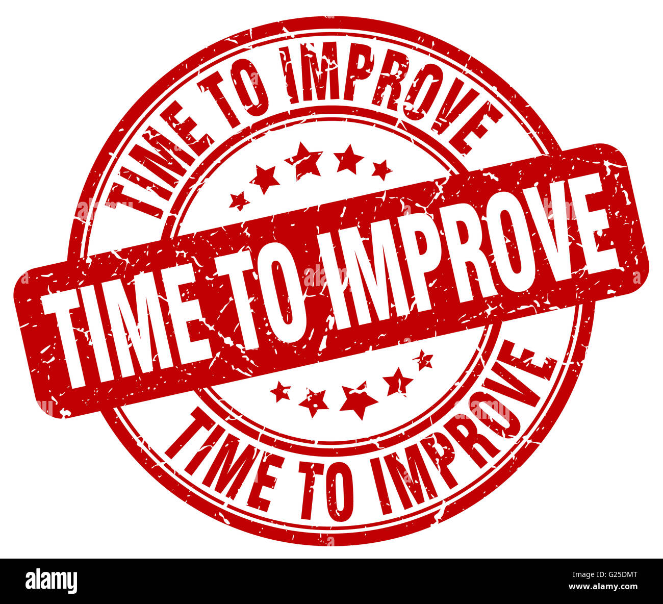 time to improve red grunge round vintage rubber stamp Stock Photo - Alamy