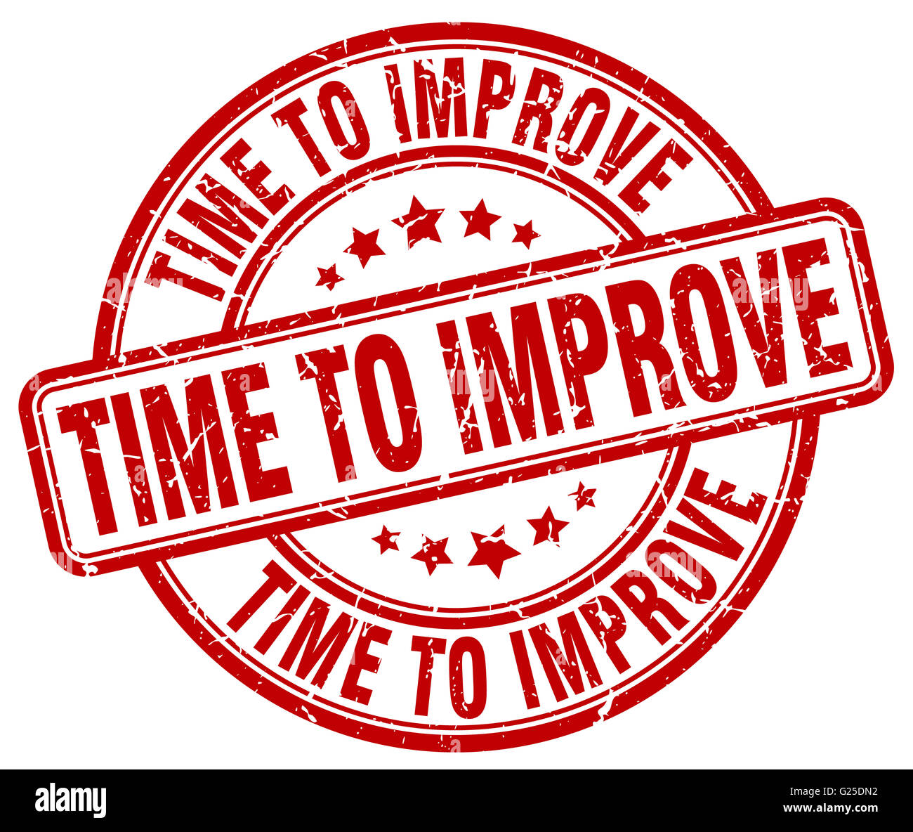 time to improve red grunge round vintage rubber stamp Stock Photo - Alamy