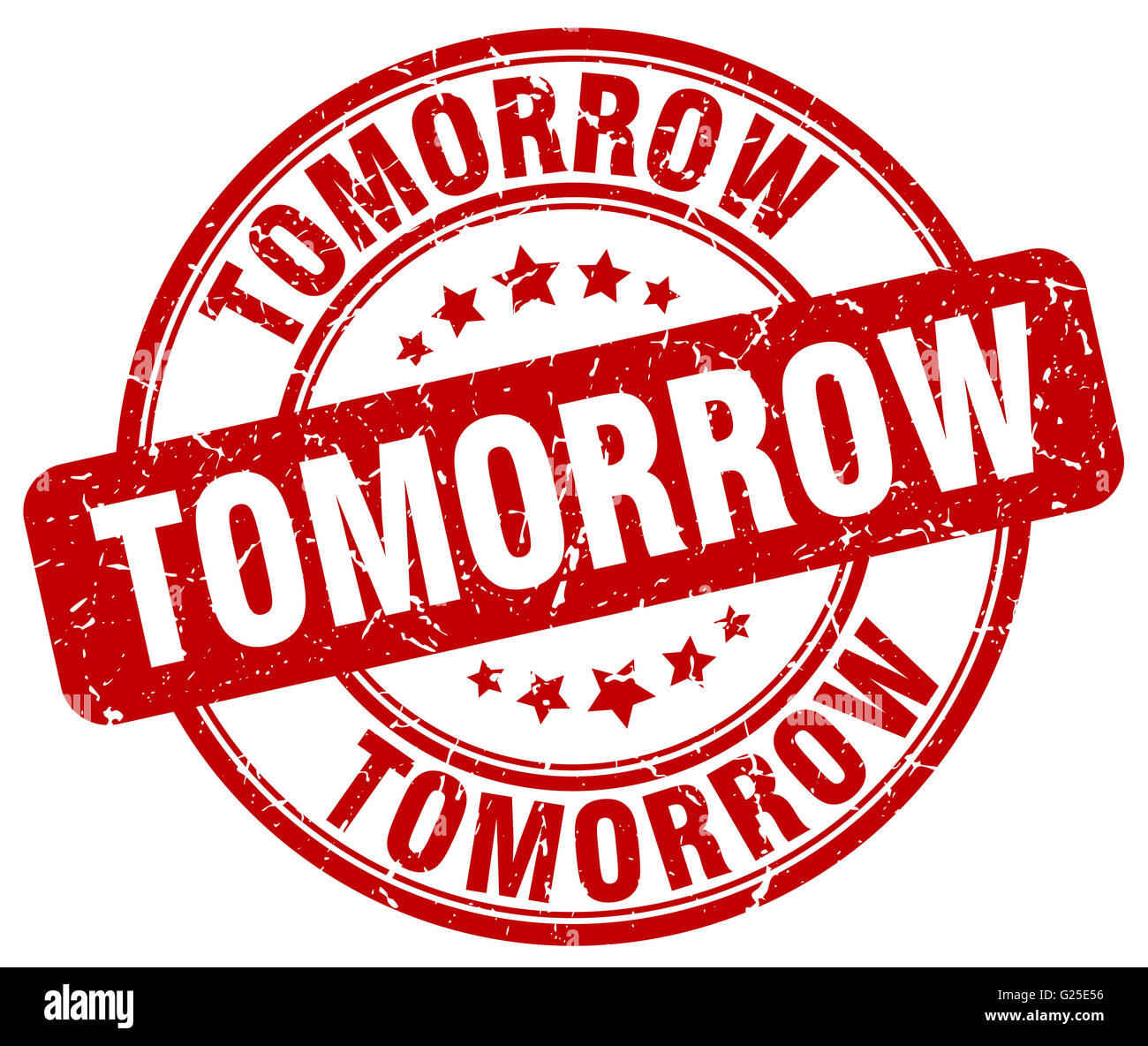 tomorrow red grunge round vintage rubber stamp Stock Photo - Alamy