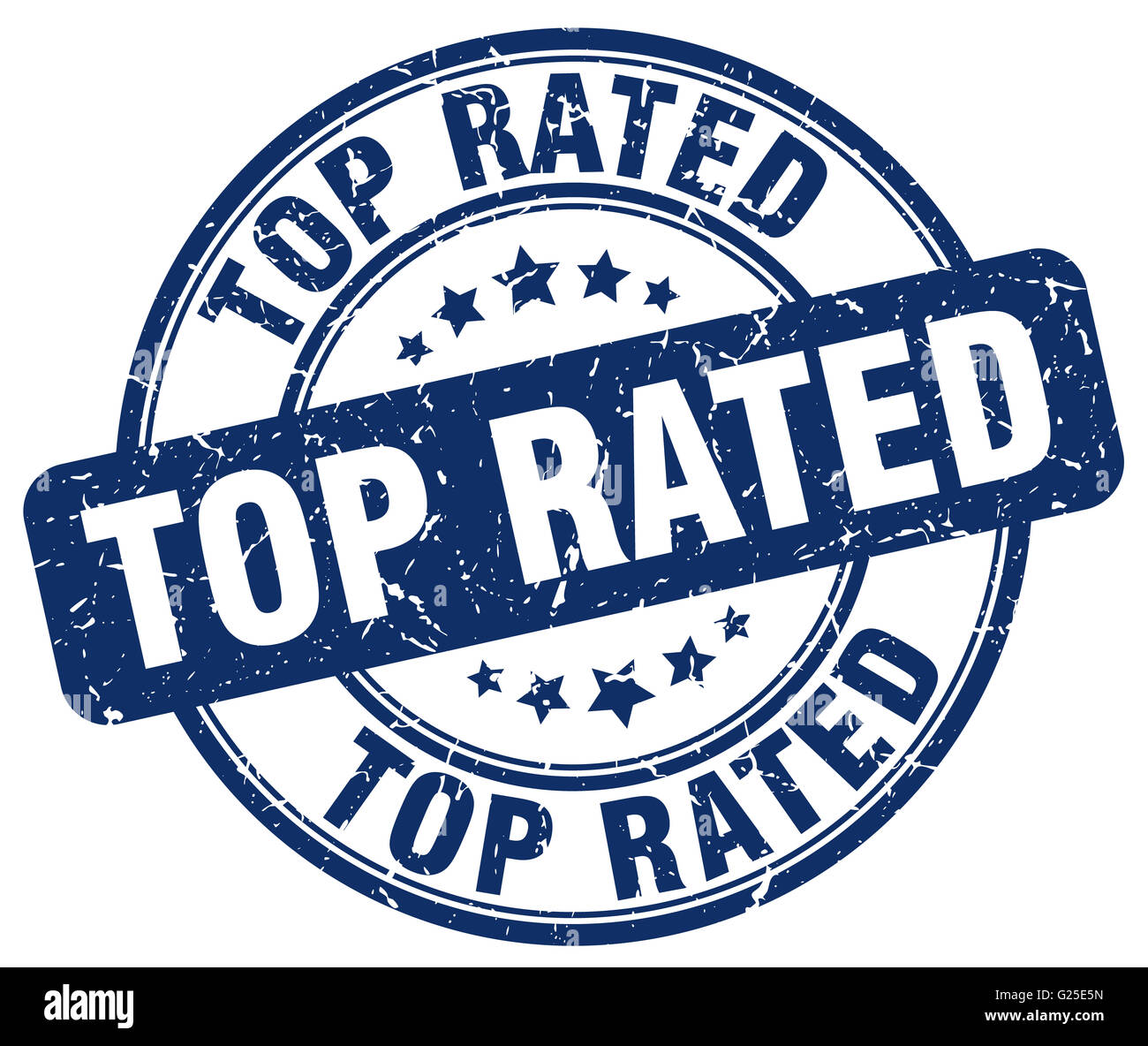 top rated blue grunge round vintage rubber stamp Stock Photo - Alamy