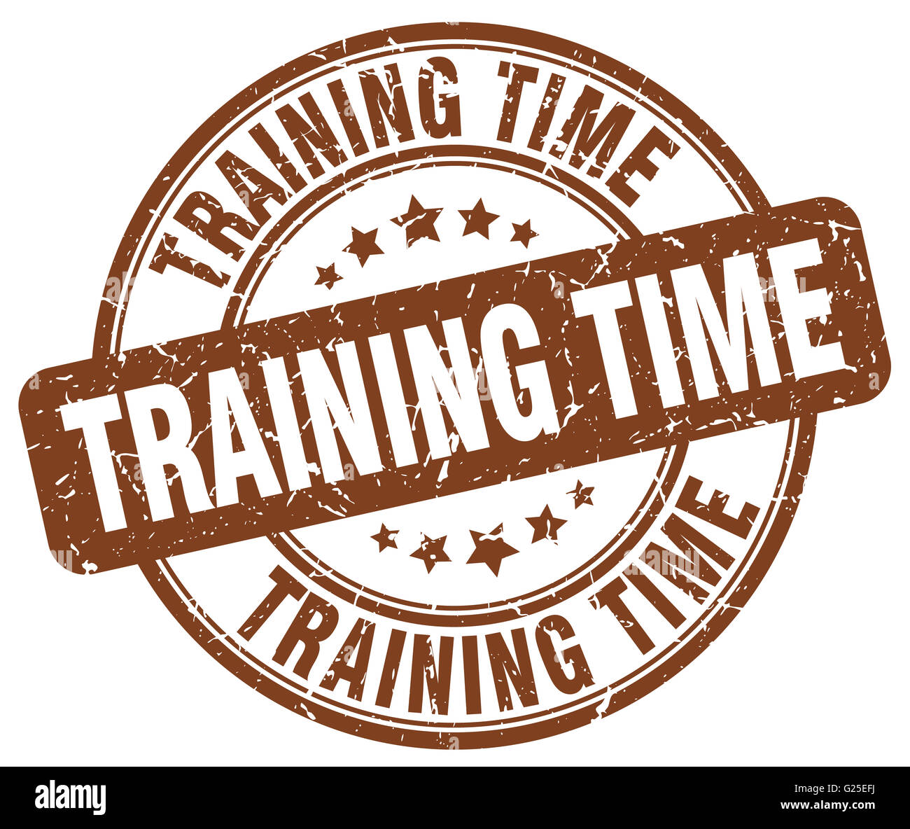training time brown grunge round vintage rubber stamp Stock Photo - Alamy