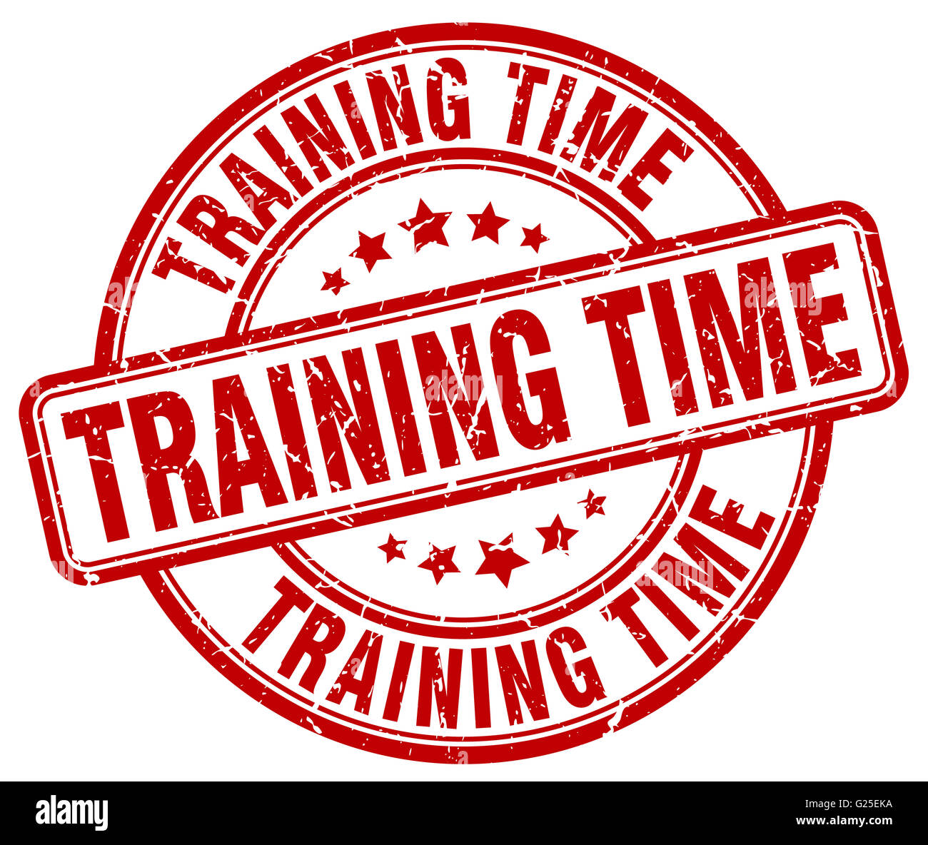 training time red grunge round vintage rubber stamp Stock Photo - Alamy