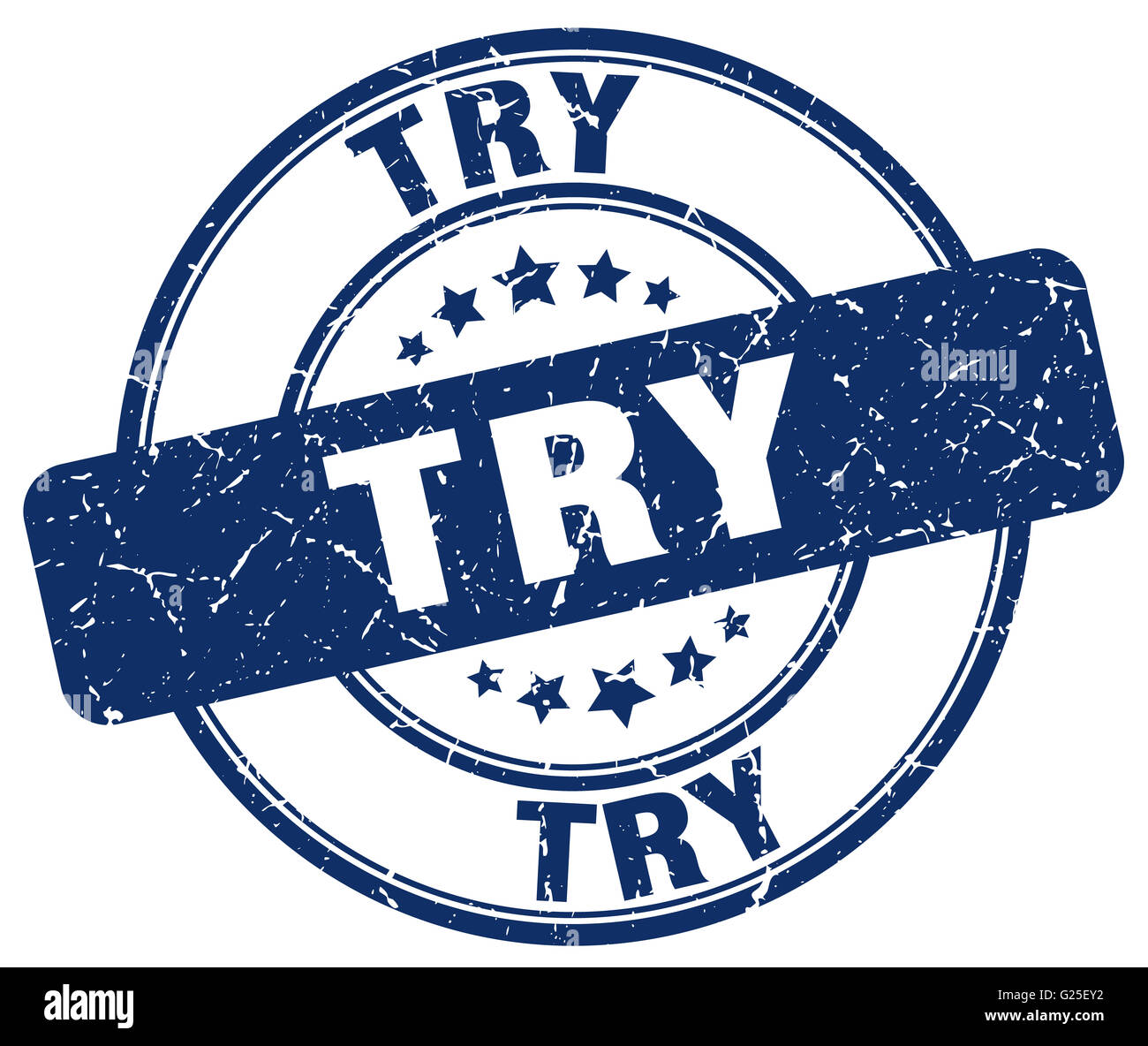 try blue grunge round vintage rubber stamp Stock Photo - Alamy