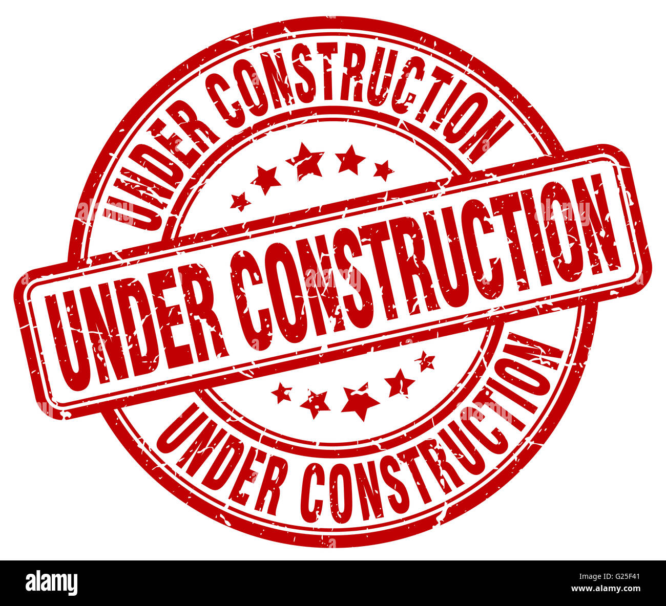 under construction red grunge round vintage rubber stamp Stock Photo ...