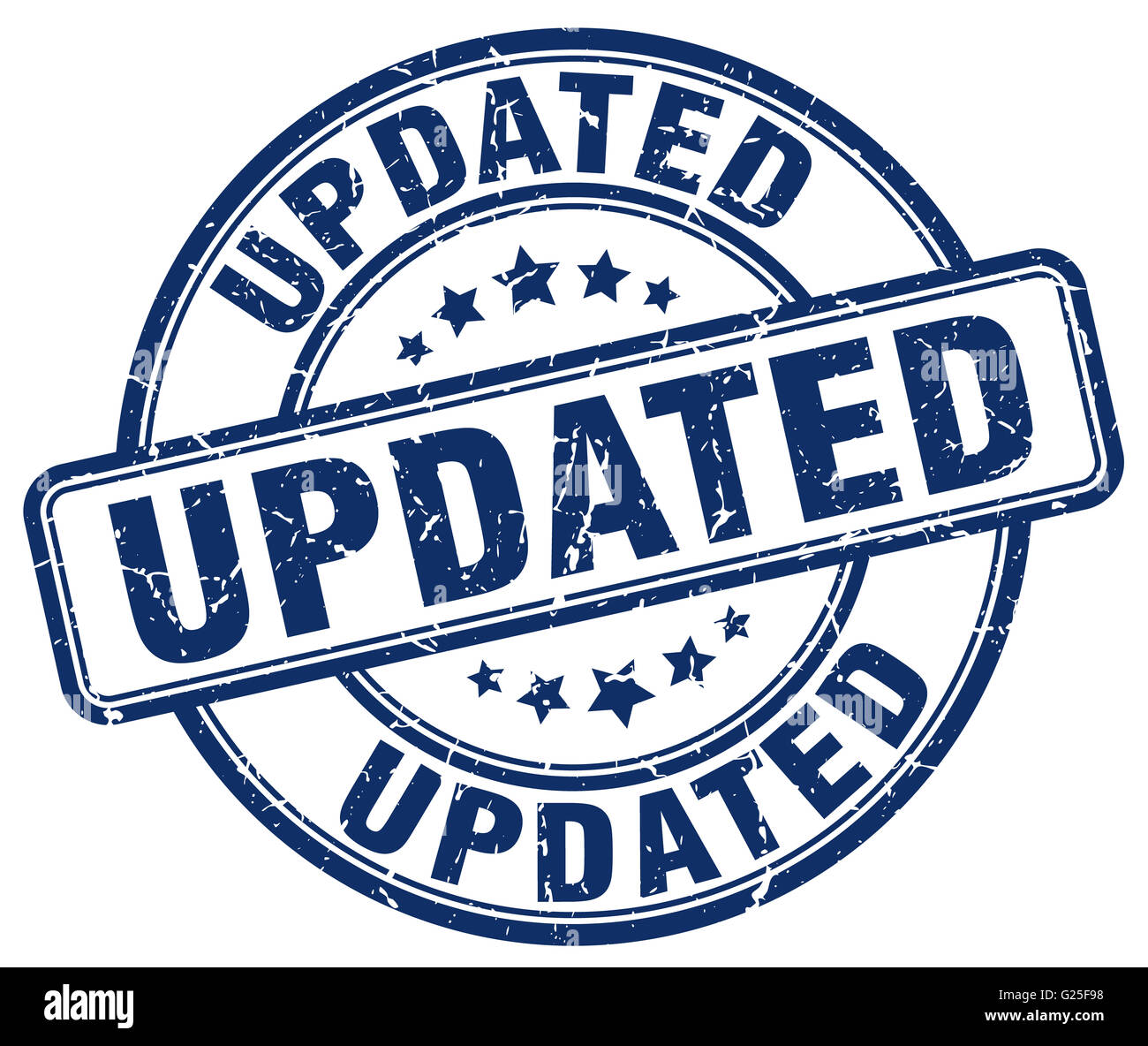 updated blue grunge round vintage rubber stamp Stock Photo - Alamy