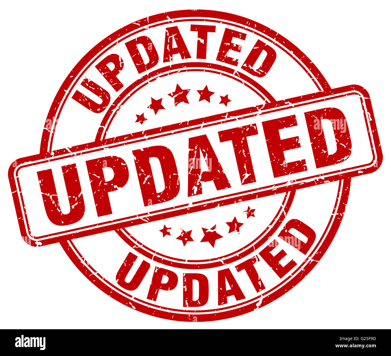 updated red grunge round vintage rubber stamp Stock Photo - Alamy