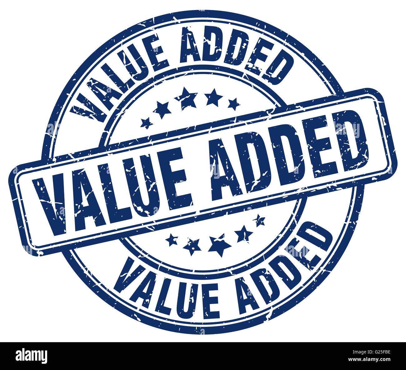 value added blue grunge round vintage rubber stamp Stock Photo - Alamy